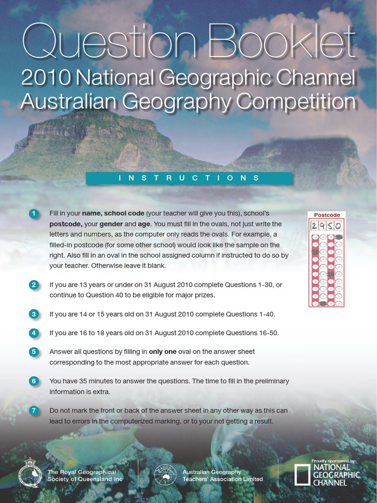 2010 National Geographic Channel Australian Geography Competition | PDF ...