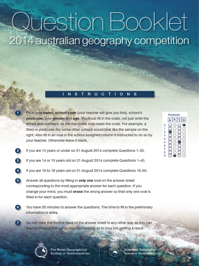 Question Booklet: 2014 Australian Geography Competition | PDF | Heat ...