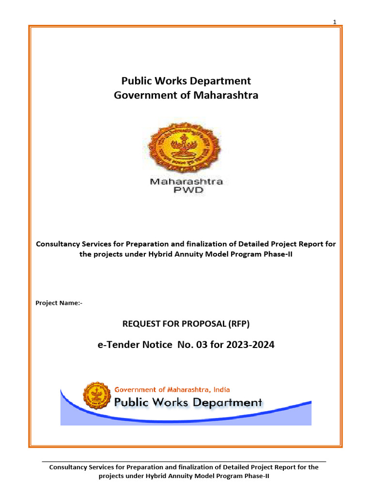 Public Works Department Government of Maharashtra: E-Tender Notice No. 03 For 2023-2024 | PDF ...