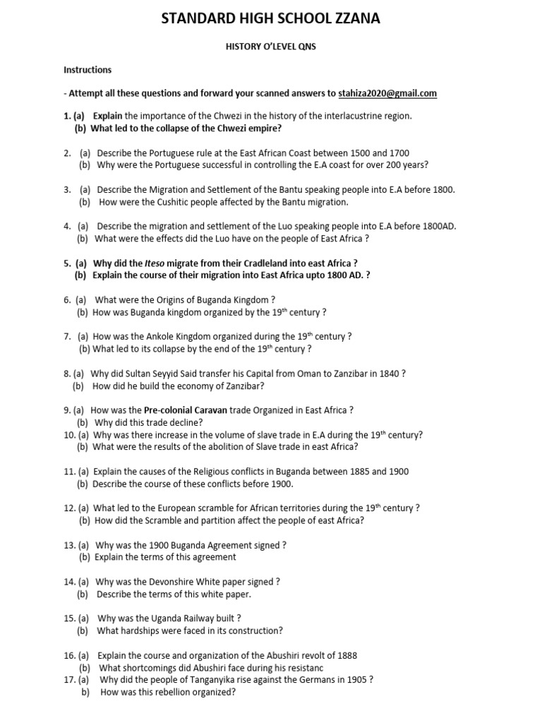 History o Level QNS | PDF | West Africa | East Africa