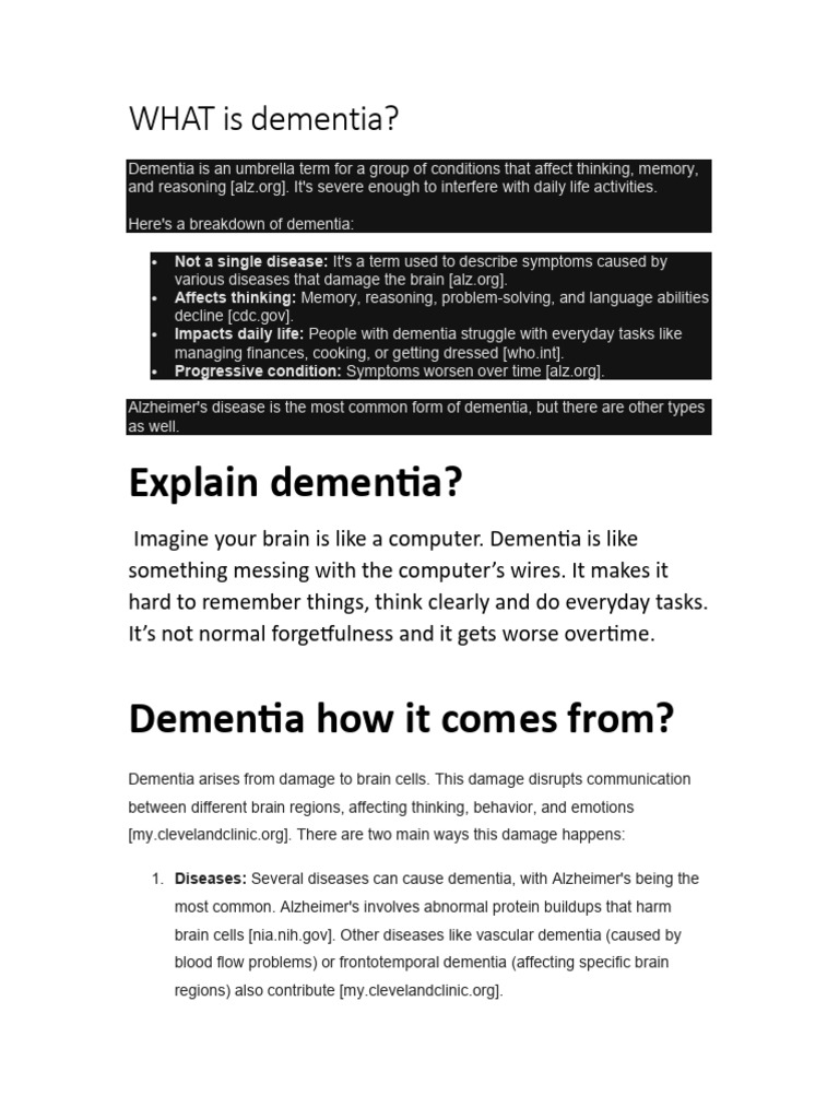 Dementia Pdf Dementia Alzheimer S Disease