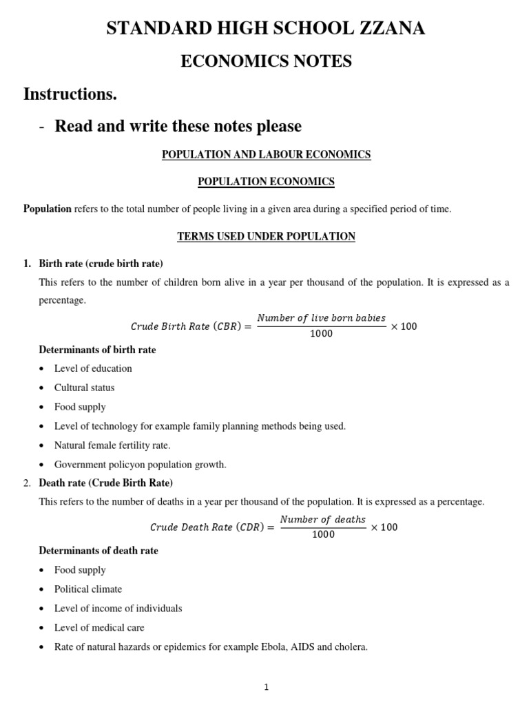 Population and Labour Economics Notes | PDF | Cost Of Living | Labour ...