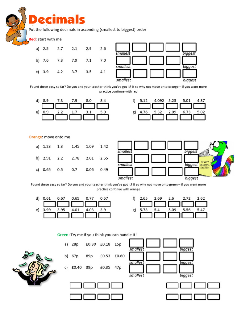Ordering Decimals Worksheet | PDF