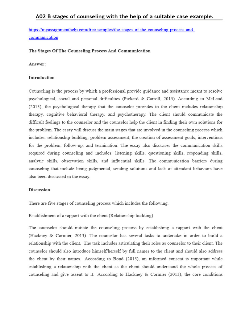 A01 B Counselling Steps With Examples | PDF | Psychotherapy | Communication