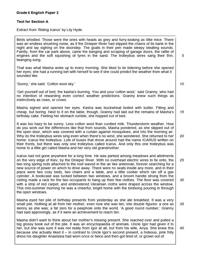 Sample 1 - English Practice Paper 2 - Questions | PDF