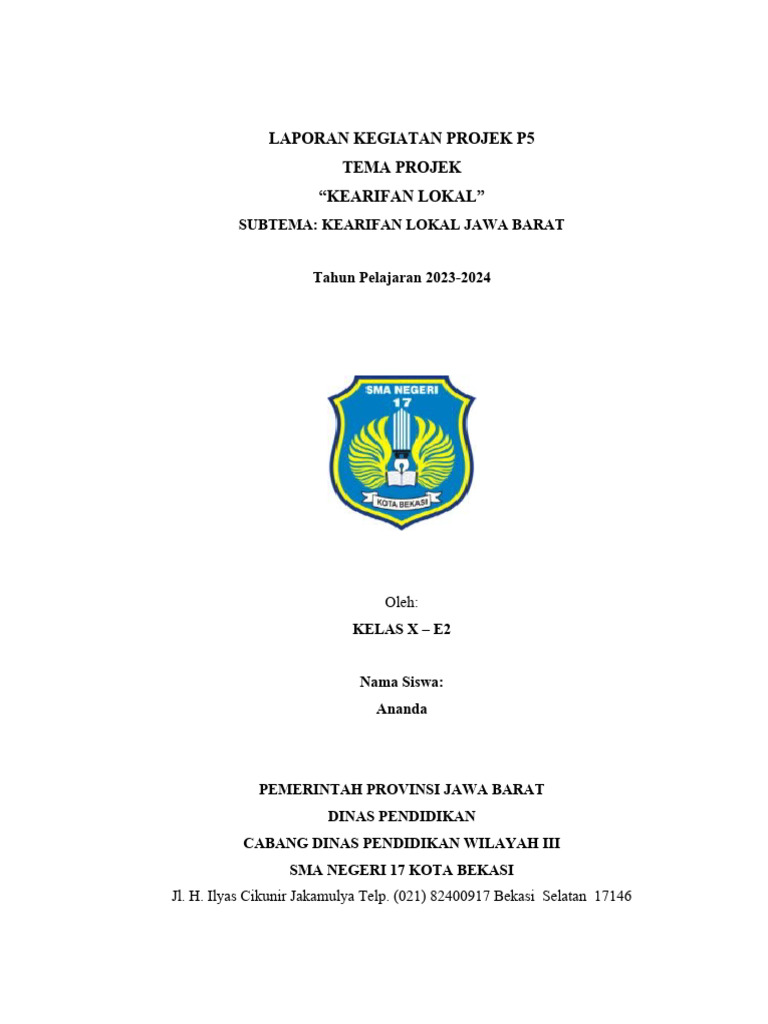 Laporan P5 Kearifan Lokal Jawa Barat | PDF