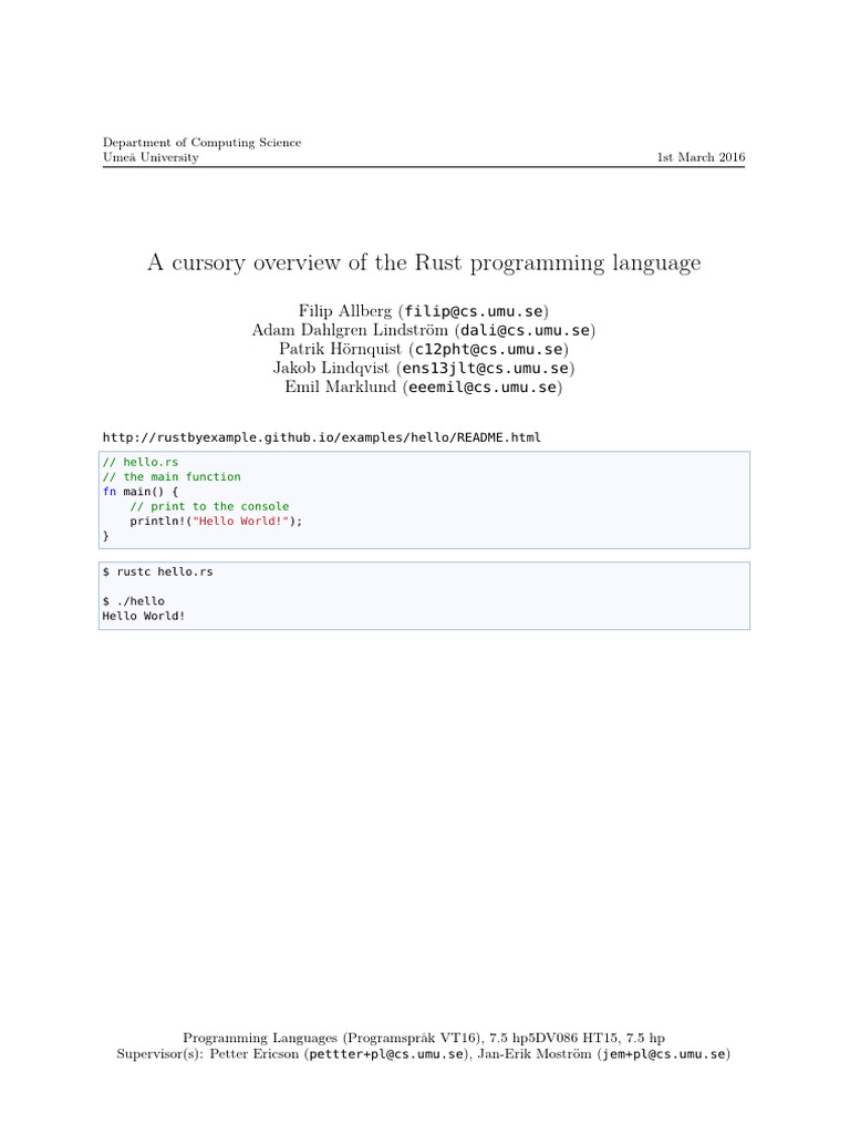 A Cursory Overview of the Rust Programming Language | PDF | Pointer ... A Cursory Overview of the Rust Programming Language | PDF | Pointer ...