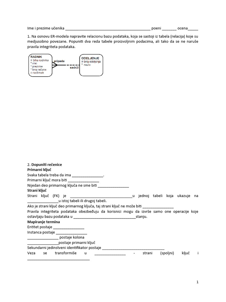 Baze Podataka Kontrolni | PDF