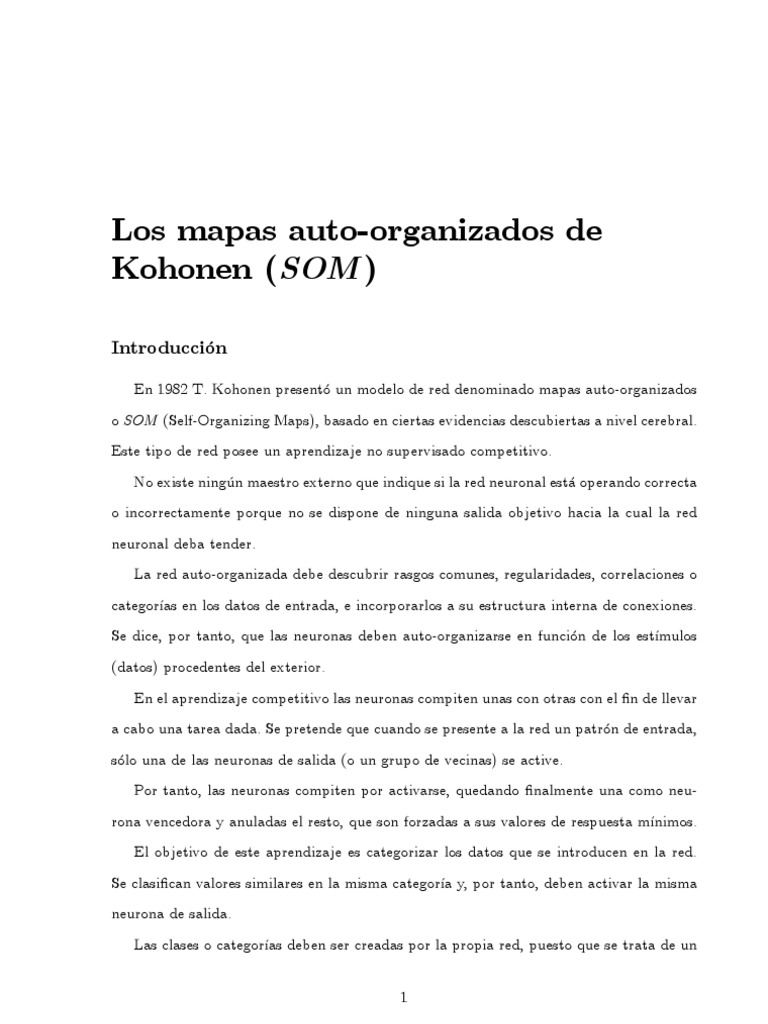 Mapas de Kohonen | PDF | Neurona | Red neuronal artificial