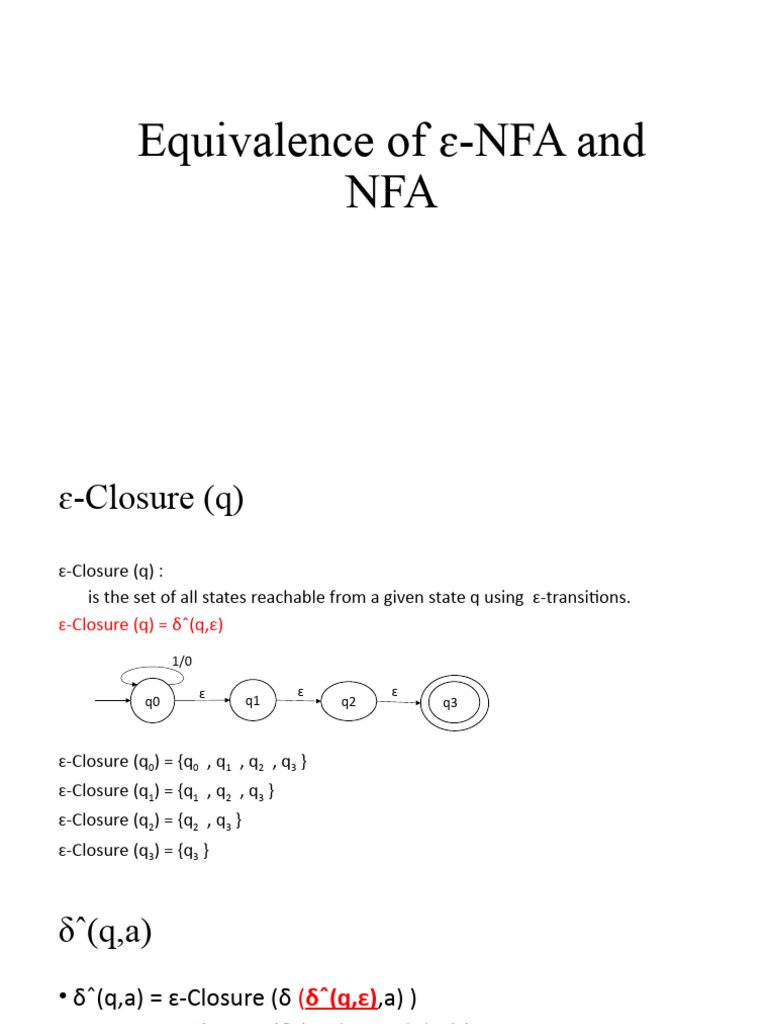 Equivalence of e-NFA and NFA | PDF