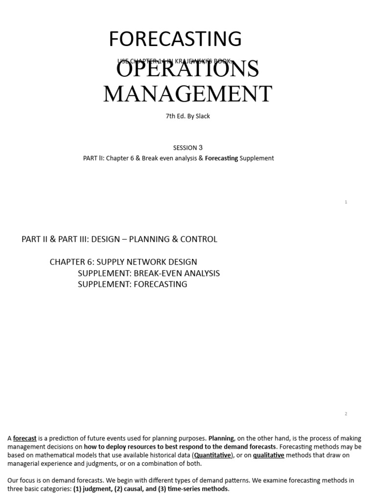 0003.2 - Om Session 3 (Chapter 6 - Supply Network Design - Forecasting) | PDF | Forecasting ...