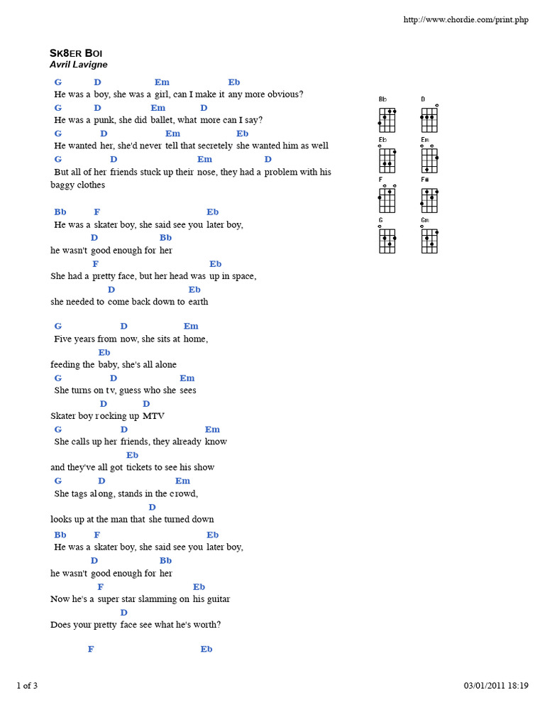 Sk8er_Boi | PDF | Songs Written | Singles (Music)