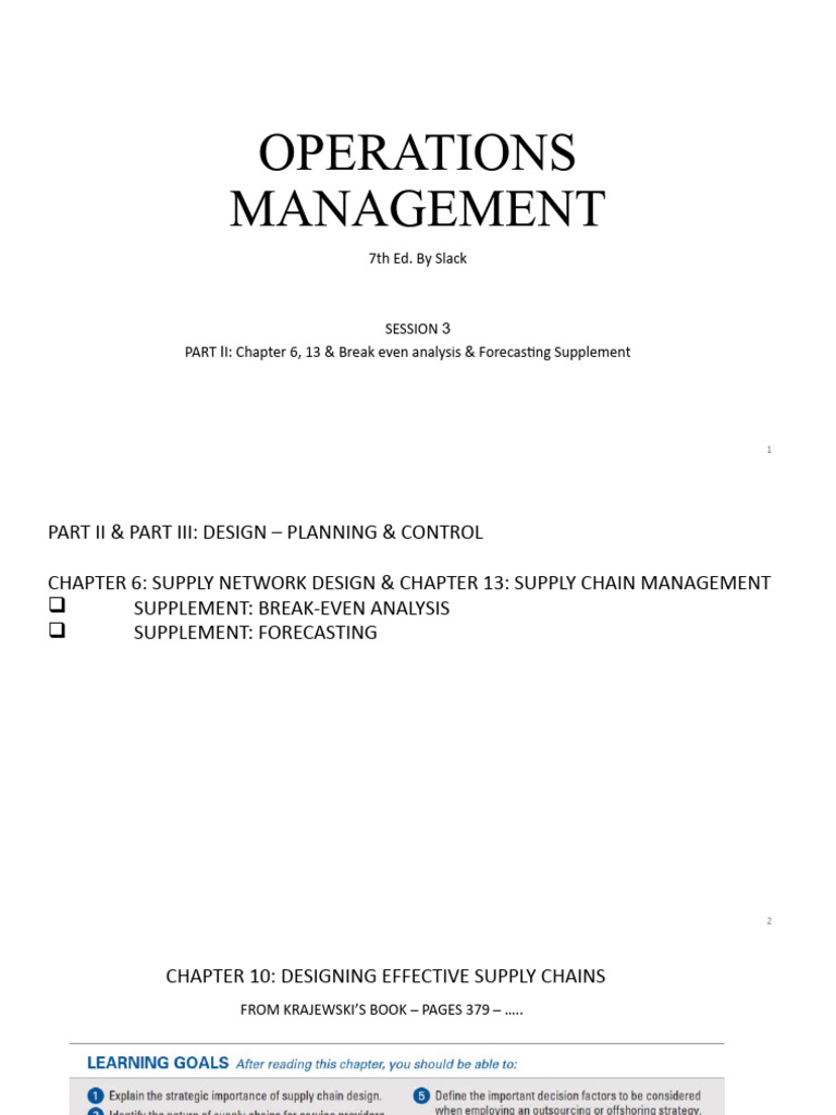 0003.0 - OM SESSION 3 (Chapter 6 - Supply Network Design & Chapter 13 ...