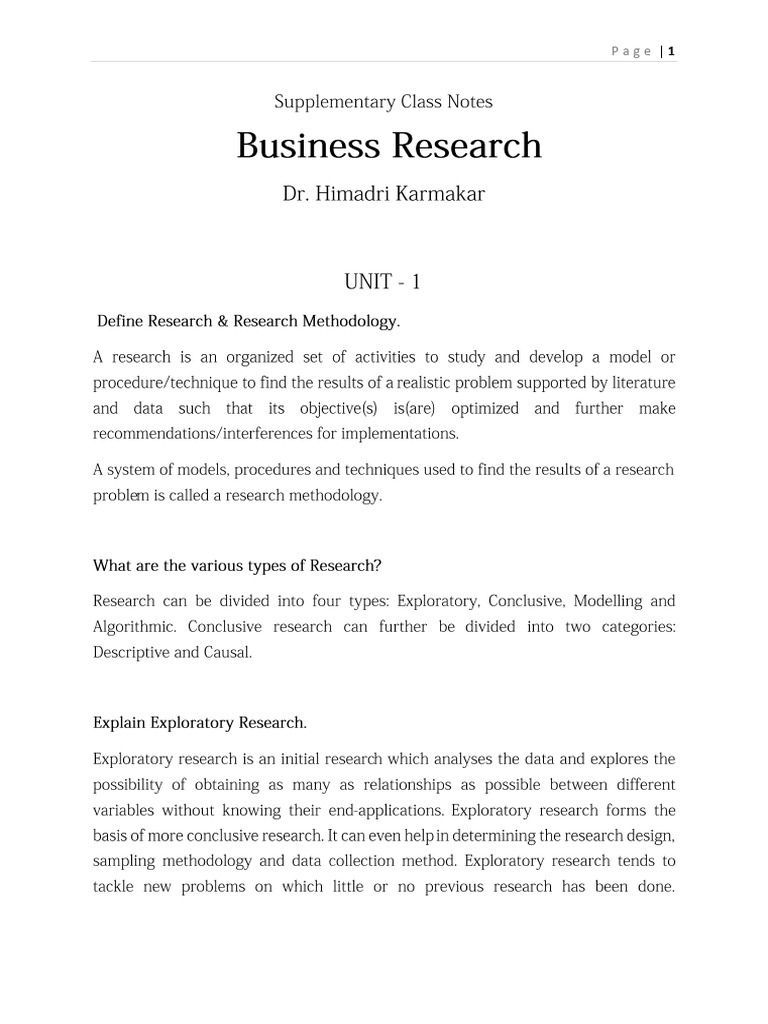 Research Methodology Notes | PDF