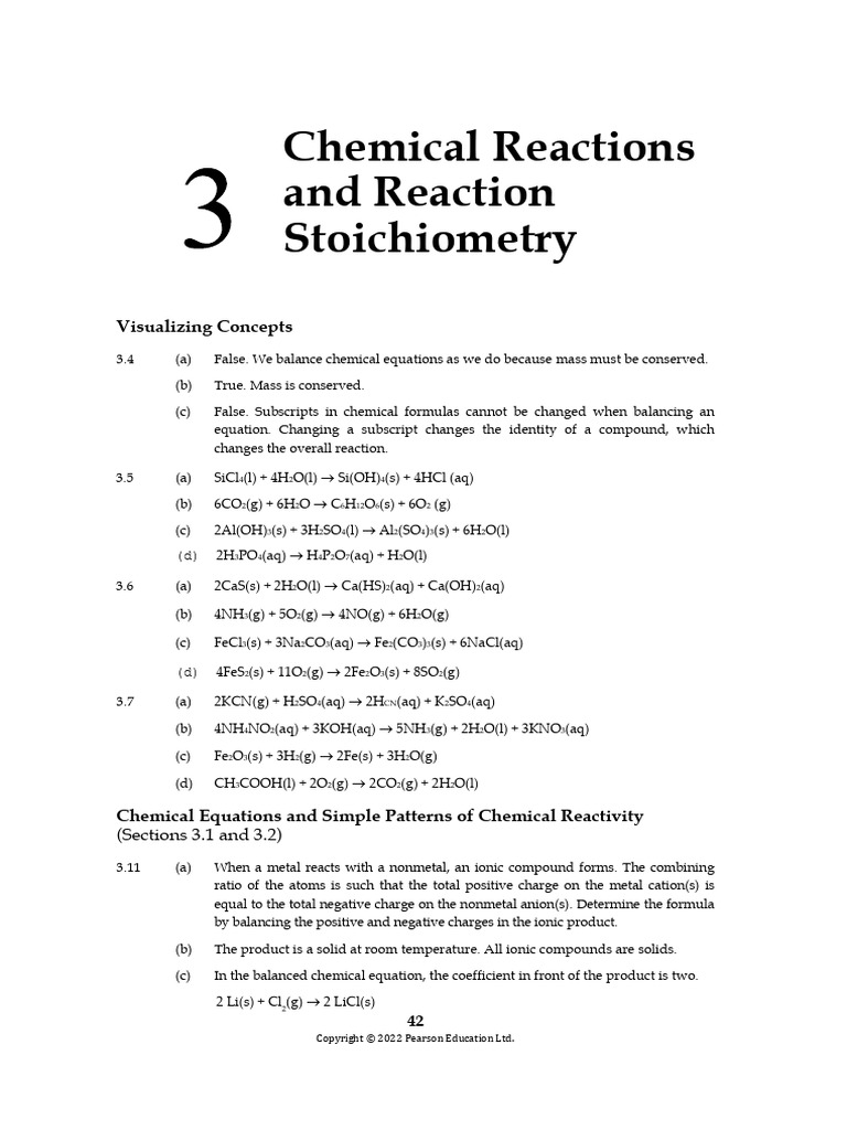 Chem3 ans | PDF | Mole (Unit) | Stoichiometry