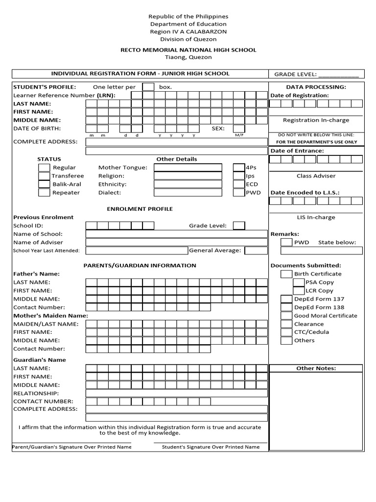 Enrolment Form 2018 Final | PDF