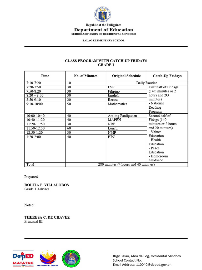 Sample-classroom-program-with-catch-up-grade-1-and-Kindergarten | PDF | Social Institutions ...