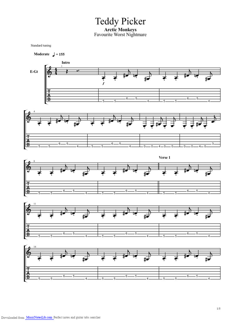 Arctic_Monkeys-Teddy_Picker | PDF | Rock Songs | Musical Forms