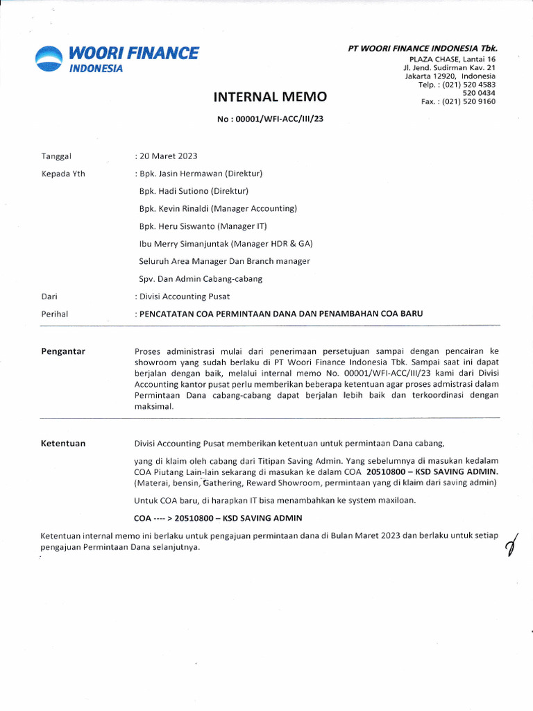 Pencatatan Coa PD Dan Penambahan Coa Baru | PDF