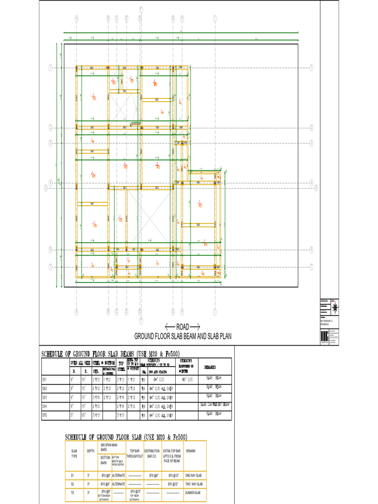 7 - Ground Floor Slab Beam & Slab Plan With Schedule | PDF | Structural ...