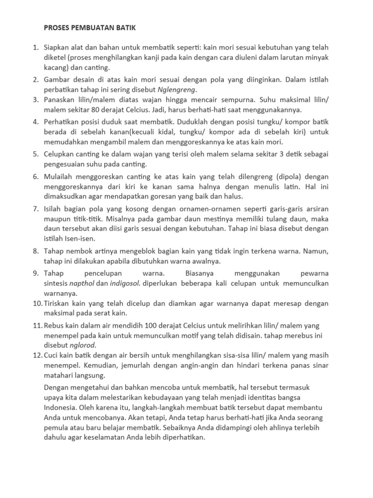 Proses Pembuatan Batik | PDF