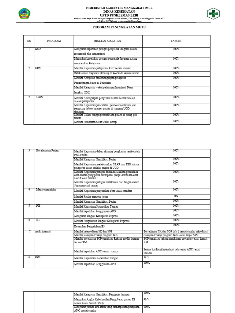 Program Mutu Puskesmas Lebi | PDF