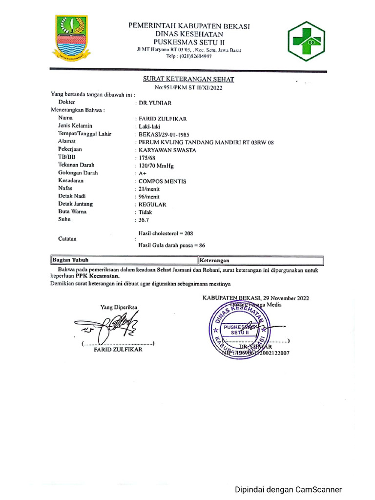 Surat Keterangan Sehat Pdf
