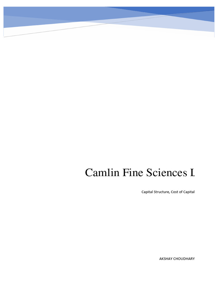 Camlin Fine Sciences Limited - Akshay | PDF | Cost Of Capital ...