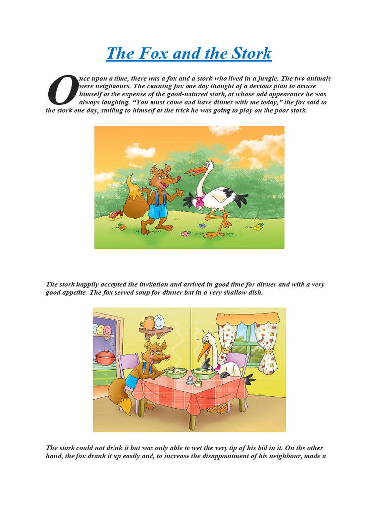 Moral Lessons from Fox and Stork Fable | PDF | Cooking, Food & Wine ...