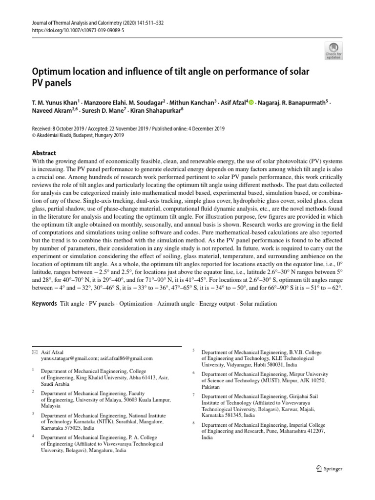 Optimizing The Solar PV Tilt Angle To Maximize The Power Output A Case Study For Saudi Arabia ...
