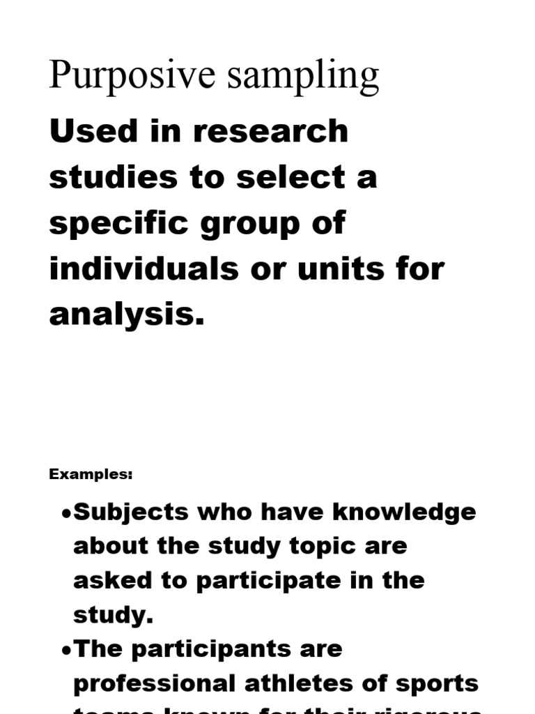 Purposive Sampling in Research Studies | PDF