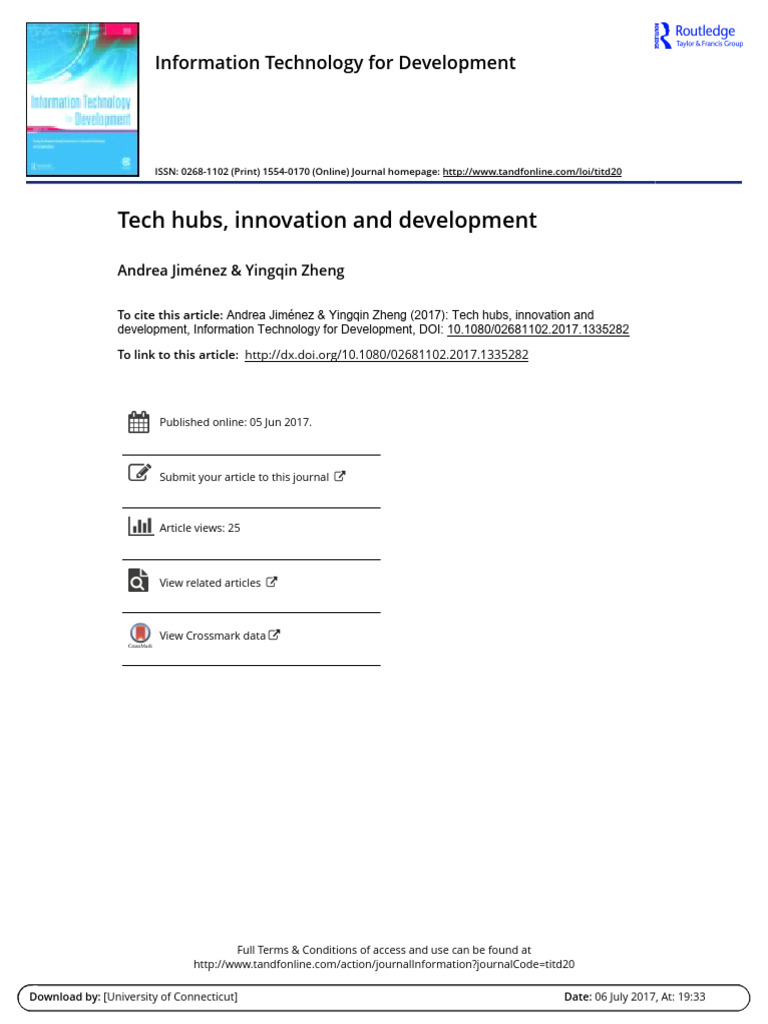 Tech Hubs, Innovation and Development: Information Technology For ...