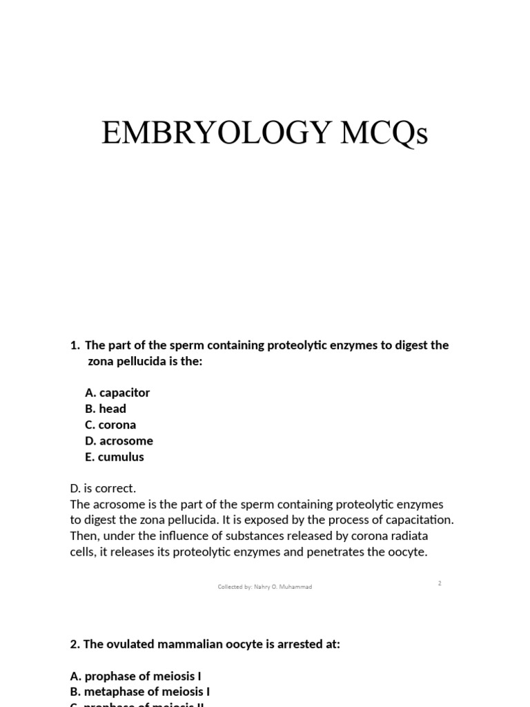 General Embryology Mcqs | PDF | Aorta | Atrium (Heart)
