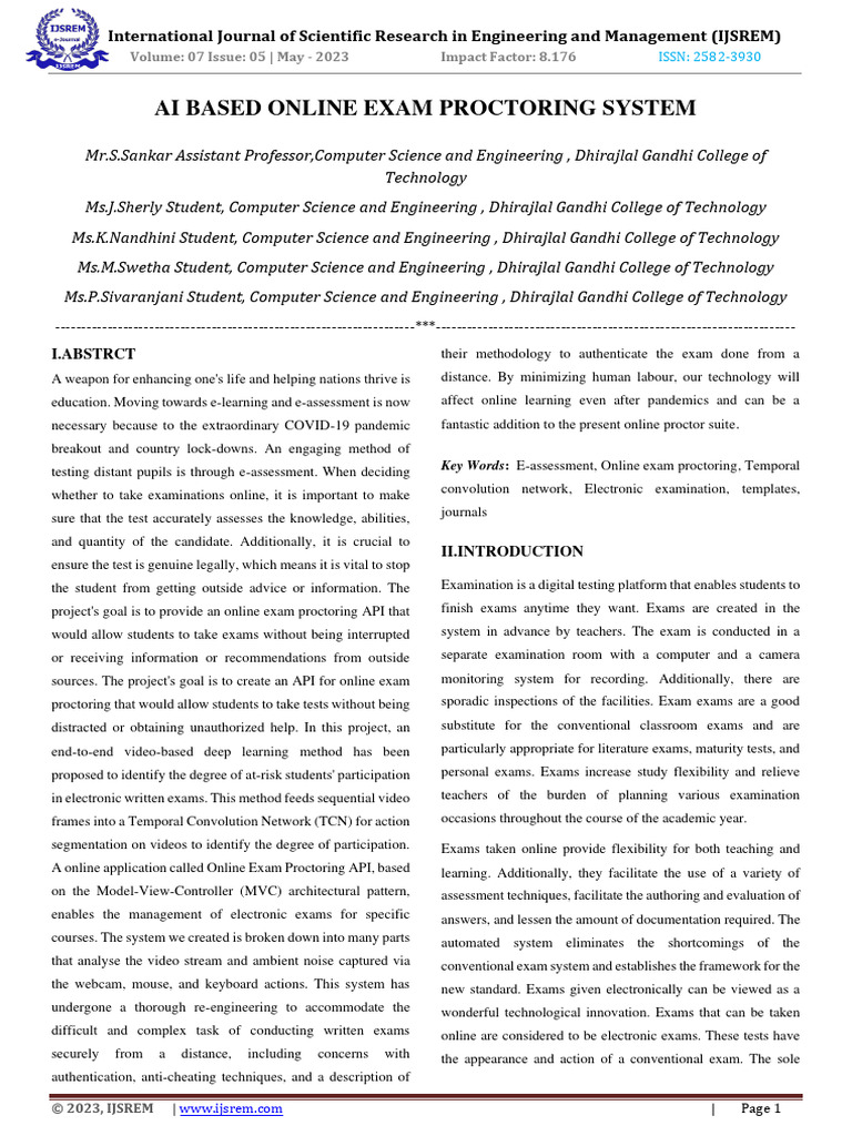 Ai Based Online Exam Proctoring System | PDF | Artificial Intelligence | Intelligence (AI ...