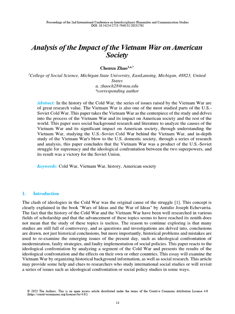 Analysis of The Impact of The Vietnam War On Ameri | Download Free PDF ...