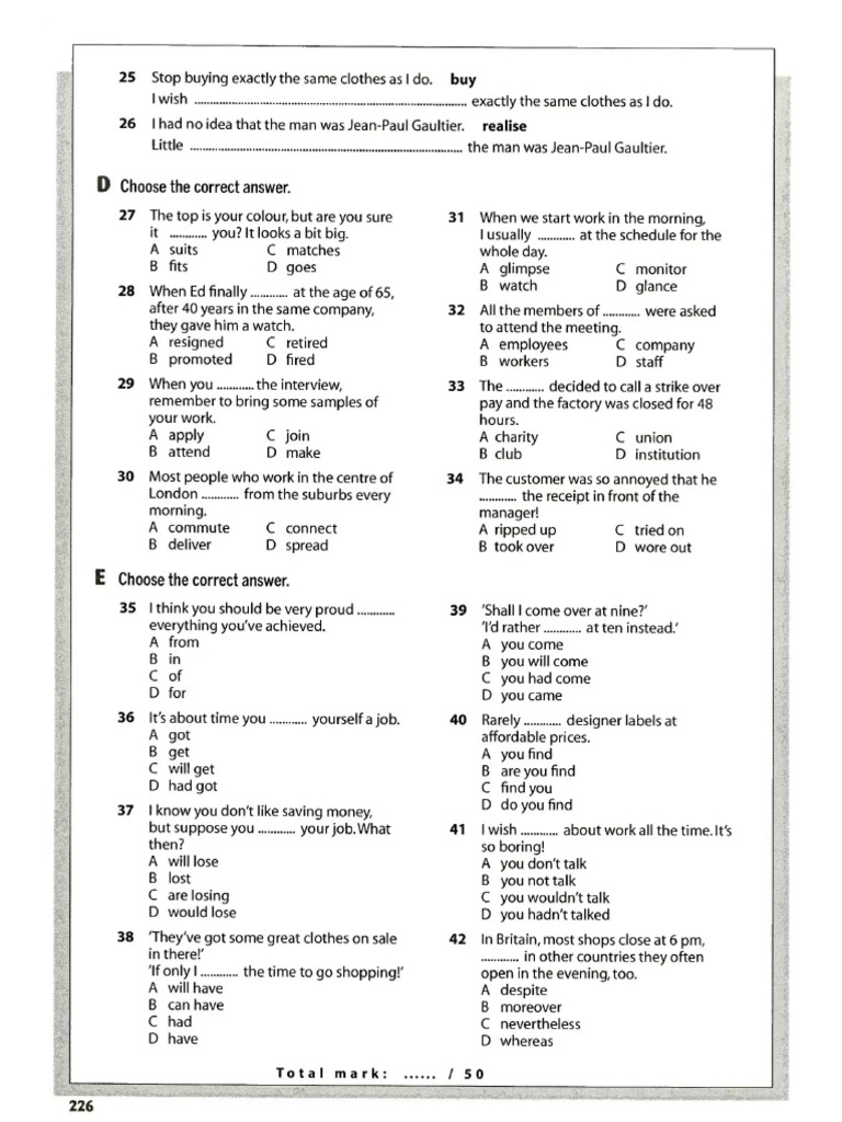 Answer Key Des b2 | PDF