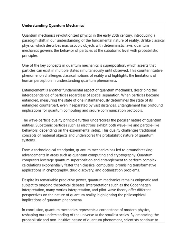 Understanding Quantum Mechanics | PDF | Quantum Mechanics | Quantum ...