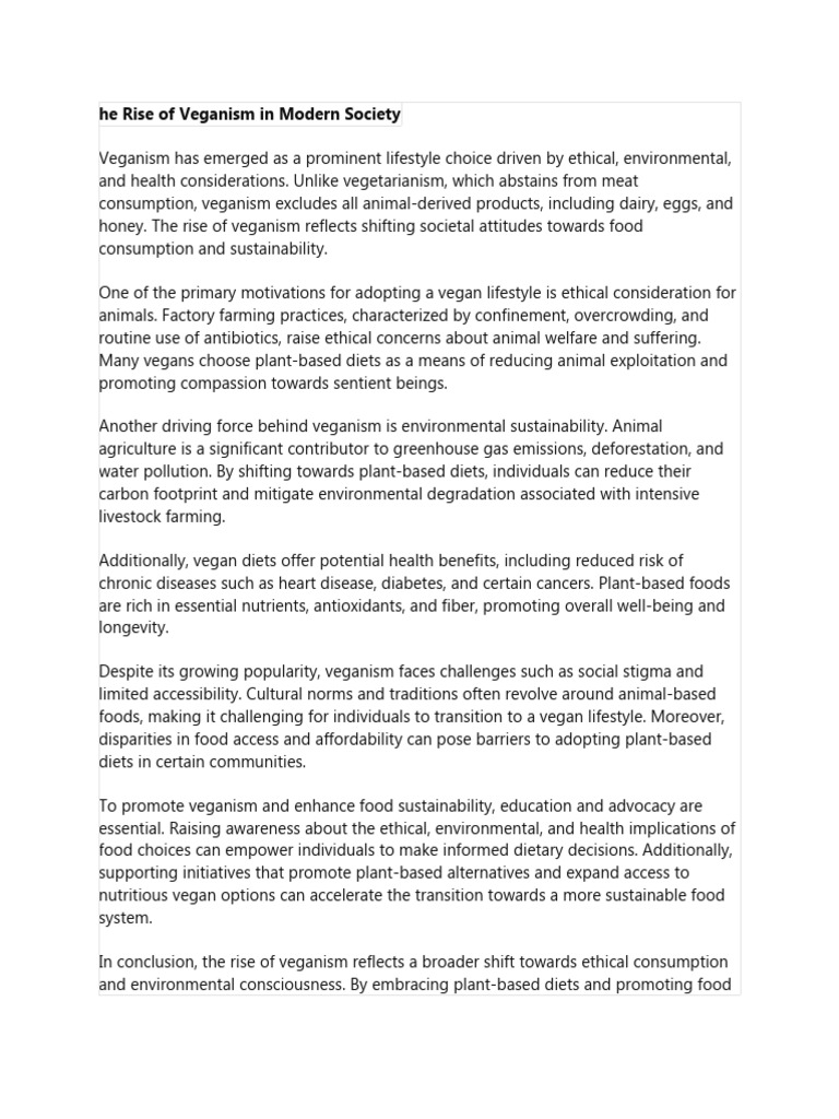 The Rise of Veganism in Modern Society | PDF | Veganism | Diet (Nutrition)
