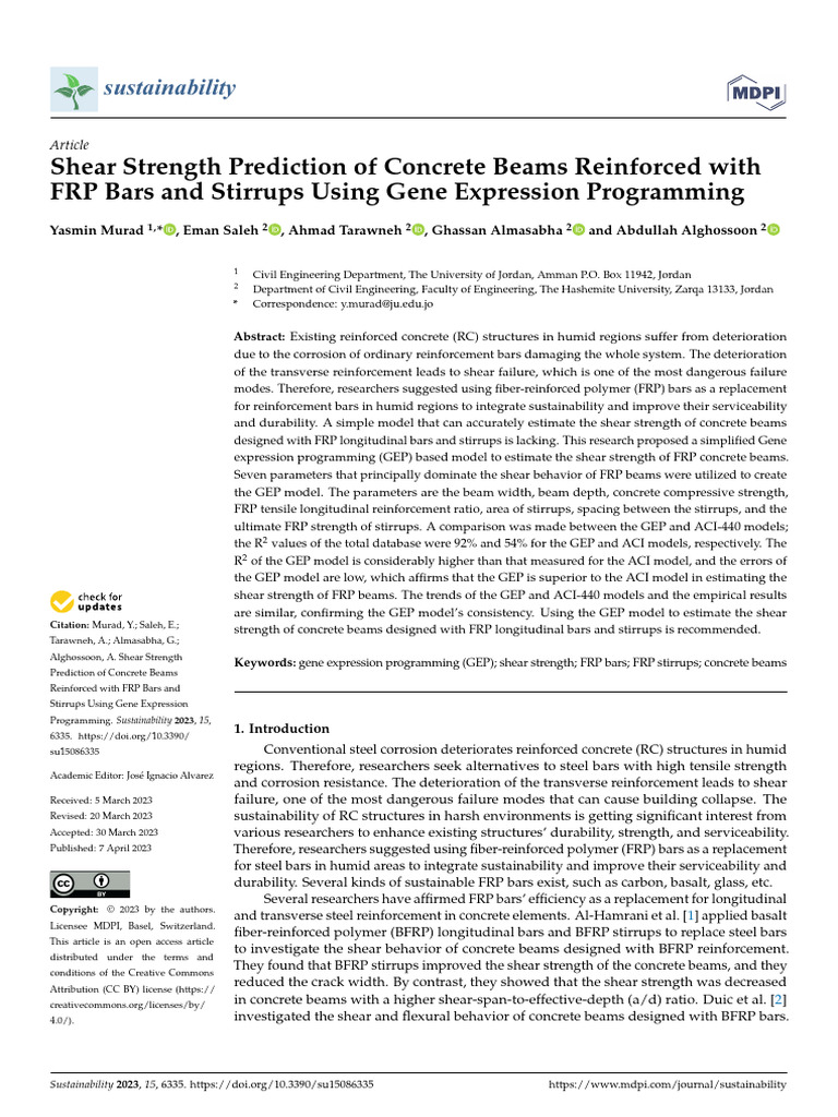 Sustainability 15 06335 V2 Pdf Reinforced Concrete Fibre Reinforced Plastic