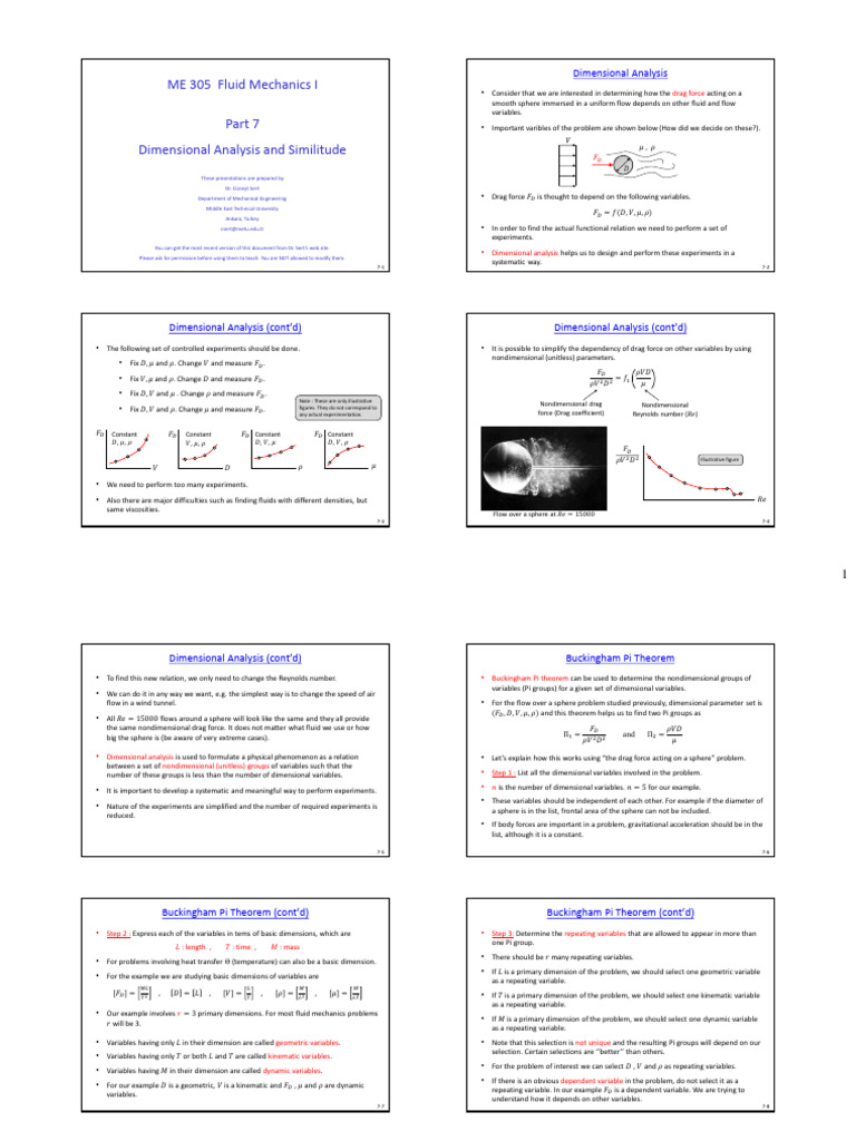 ME 305 Part 7 Similitude and Dimensional Analysis | PDF | Reynolds ...