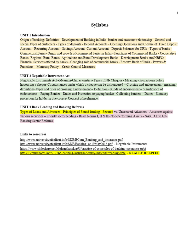 PBI Notes Unit 1, 2 and 3 | PDF | Banks | Transaction Account
