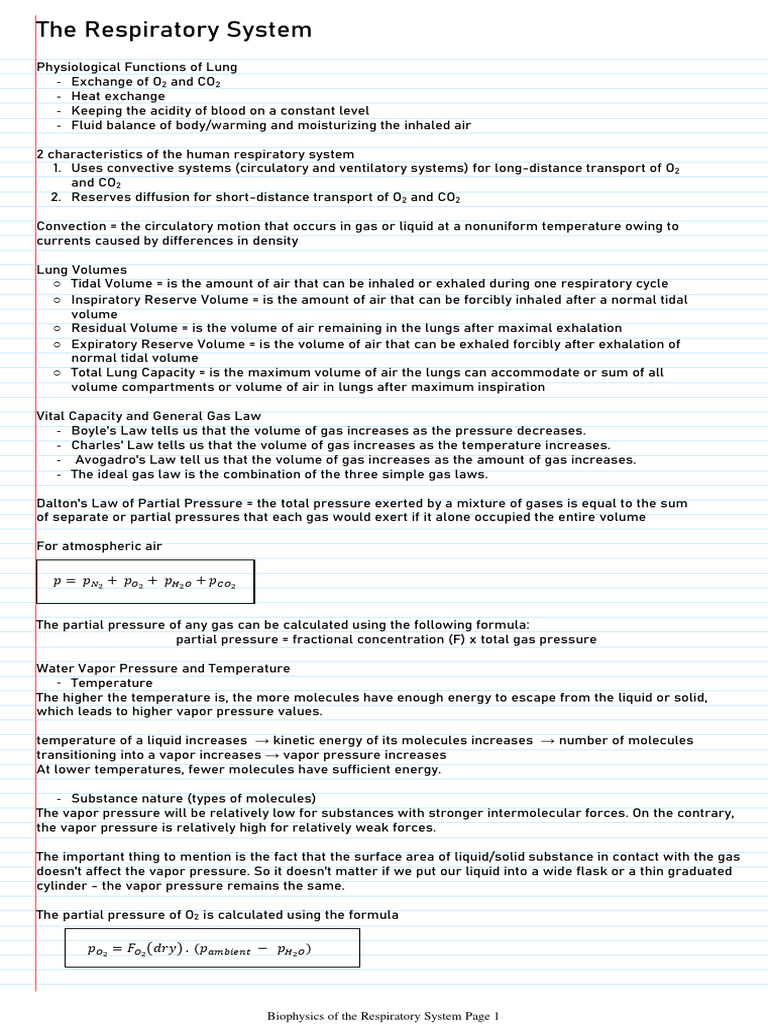 Biophysics of The Respiratory System | PDF | Lung | Respiratory System