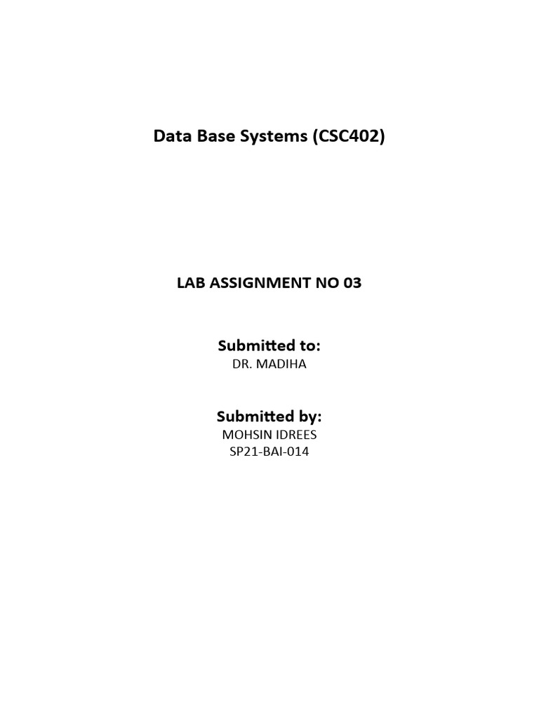 DB Lab Assignemnt 3 | PDF