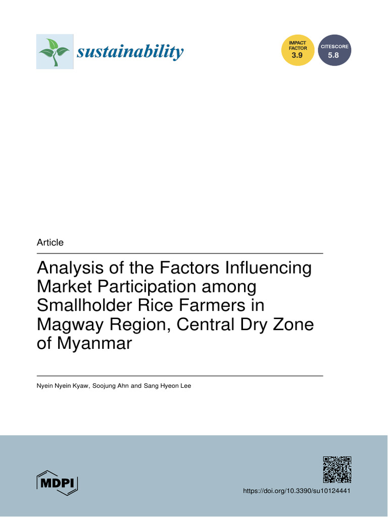 Sustainability 10 04441 With Cover | PDF | Smallholding | Agriculture