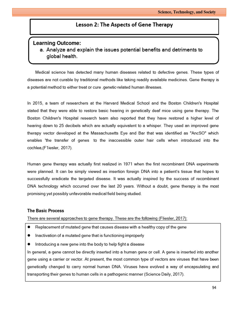 STS Module 2023 2024 94 97 | PDF | Stem Cell | Gene Therapy