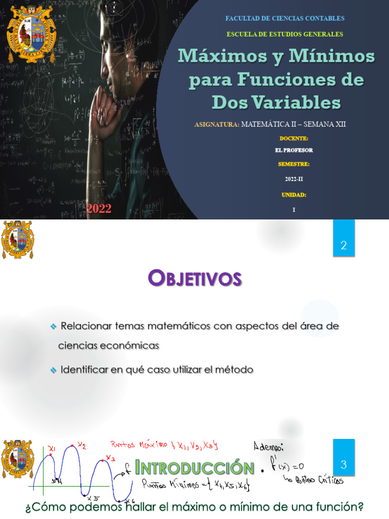 Semana 12 - Máximos y mínimos pdf | PDF | Análisis | Matemáticas Aplicadas