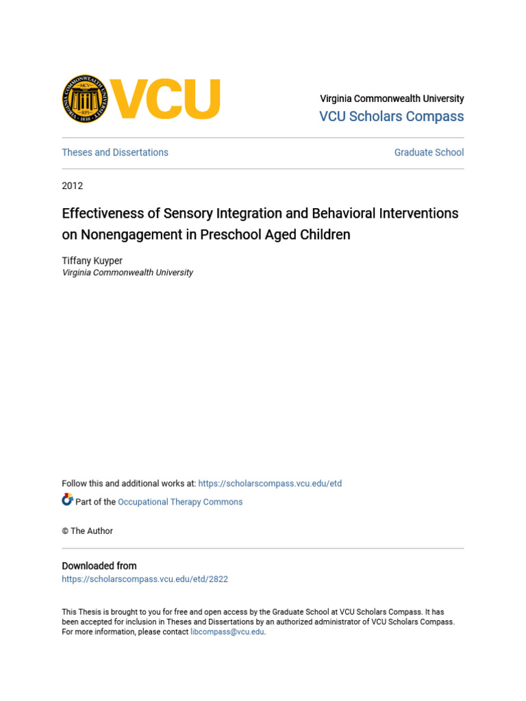 Effectiveness of Sensory Integration and Behavioral Interventions | PDF | Sensory Processing ...