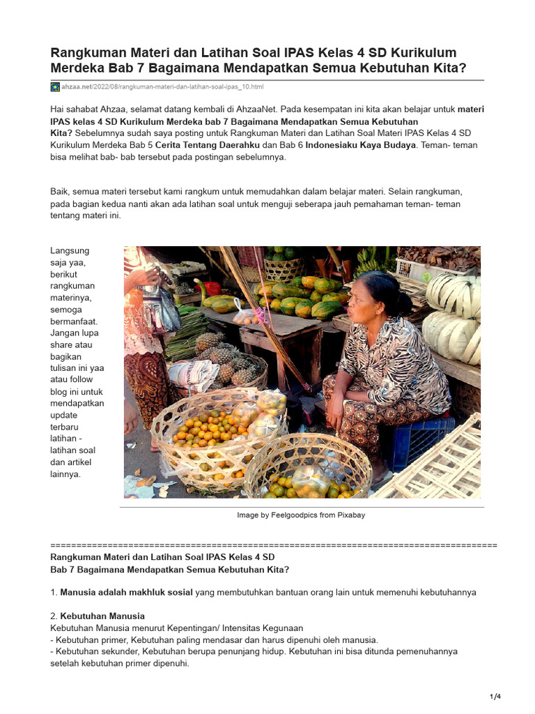 Rangkuman Materi Dan Latihan Soal IPAS Kelas 4 SD Kurikulum Merdeka Bab 7 Bagaimana Mendapatkan ...