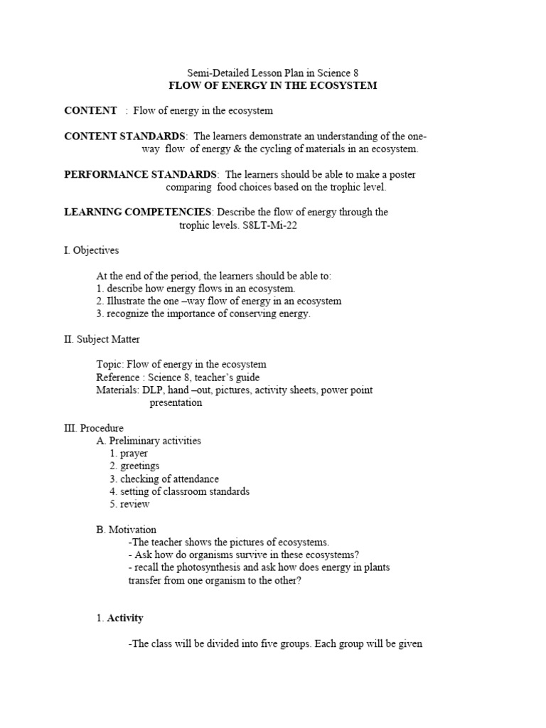 Semi Detailed Lesson Plan | PDF | Ecosystem | Learning