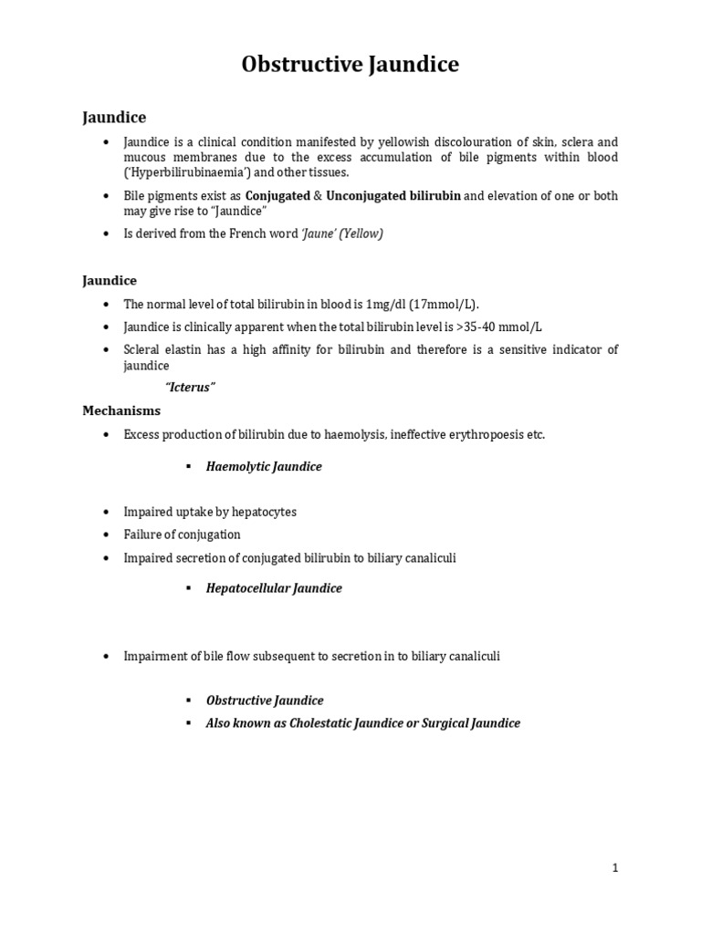 Lecture Note-Obstructive Jaundice | PDF | Gallbladder | Bile